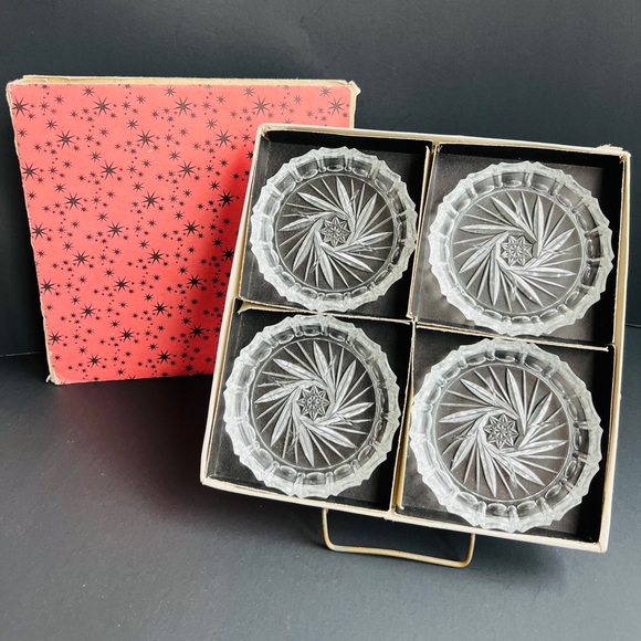 Dining | Vtg 4 Cut Glass Coasters Czechoslovakiabohemian ...